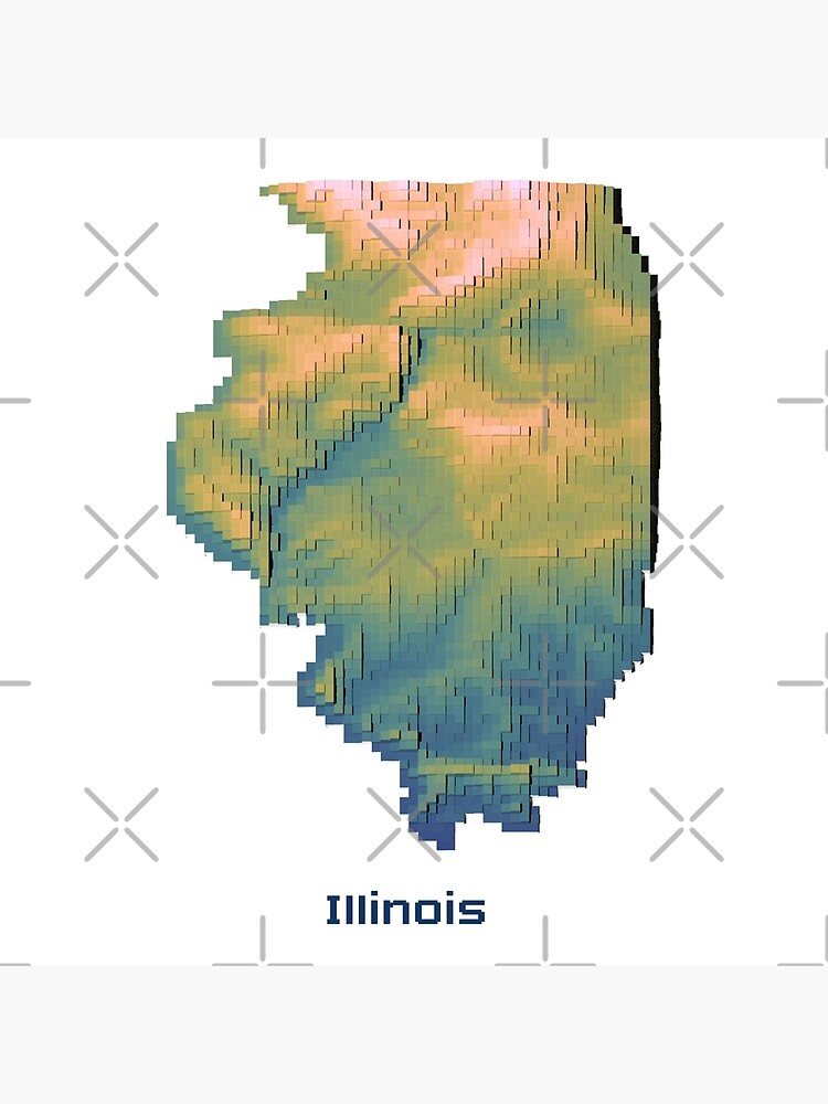 "Illinois Elevation Tiles - Digitally Rendered Map" Poster by cstats ...