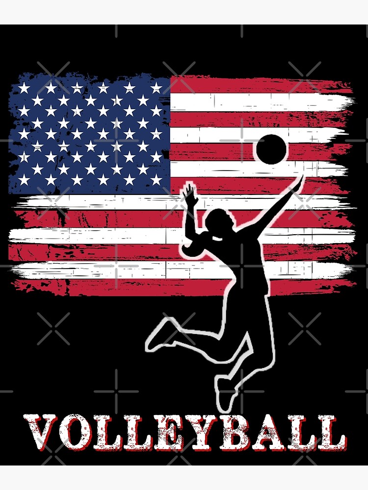 "Women American Flag Volleyball USA Gift- Ladies Volleyball" Poster for ...