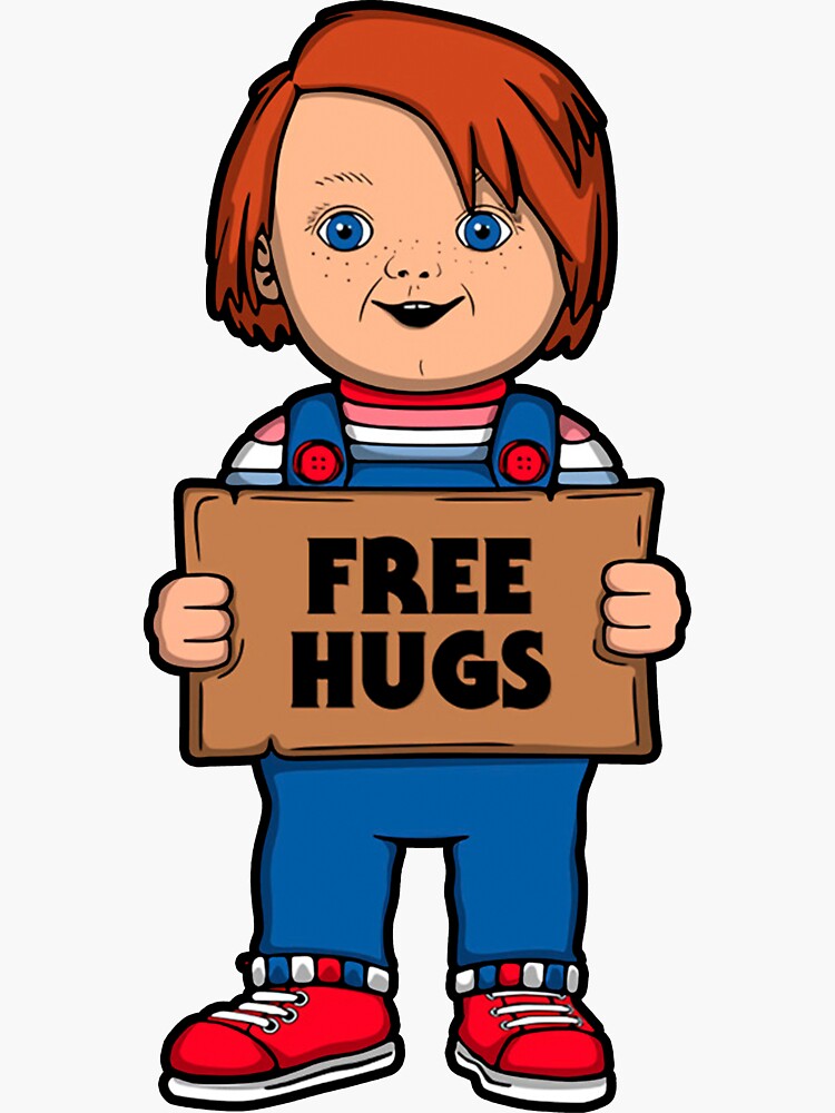 "Chucky’s Cute Free Hugs" Sticker for Sale by Westge729 | Redbubble