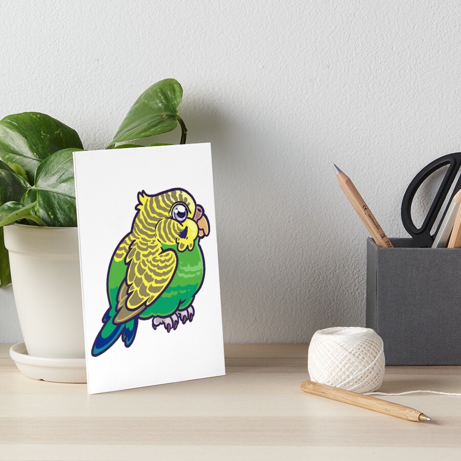 "Cute Chibi Green Parakeet - Female" Art Board Print by itcouldbechibi ...