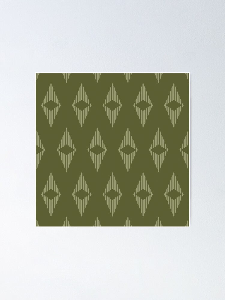 "Olive green diamond shapes pattern" Poster for Sale by BLMcreations ...