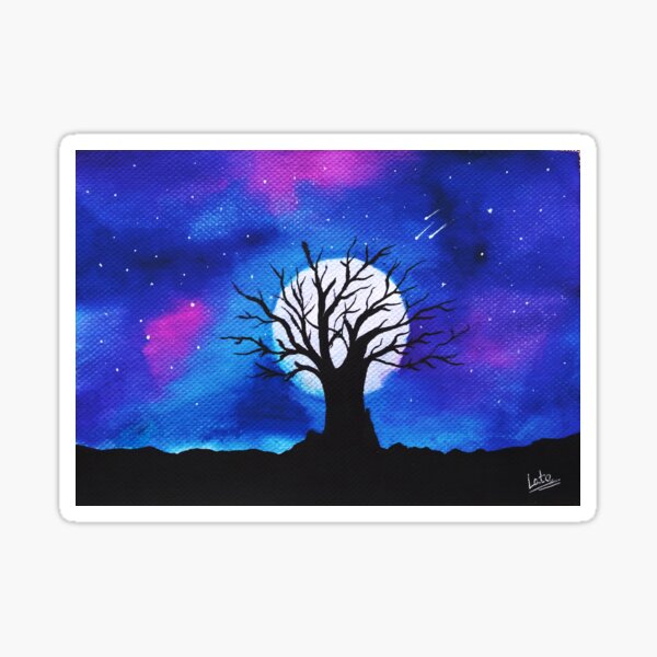 "Moon Night" Sticker for Sale by LataArtStudio | Redbubble
