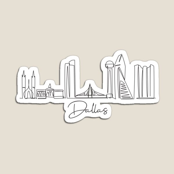 "Dallas, Texas Skyline Cityscape" Magnet for Sale by SimpleLineDraw ...