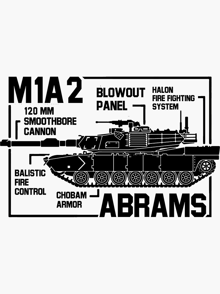 "Main Battle Tank M1A2 Abrams" Sticker for Sale by Semilir | Redbubble