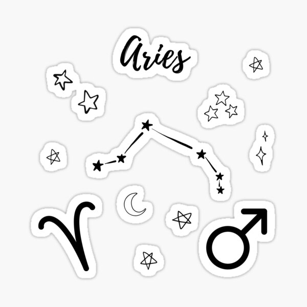 "Aries Zodiac Sign Sticker Pack" Sticker for Sale by EndlessDoodles ...