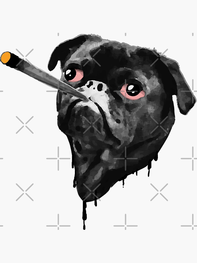 "Stoned weed smoking pug banksy style" Sticker for Sale by ...