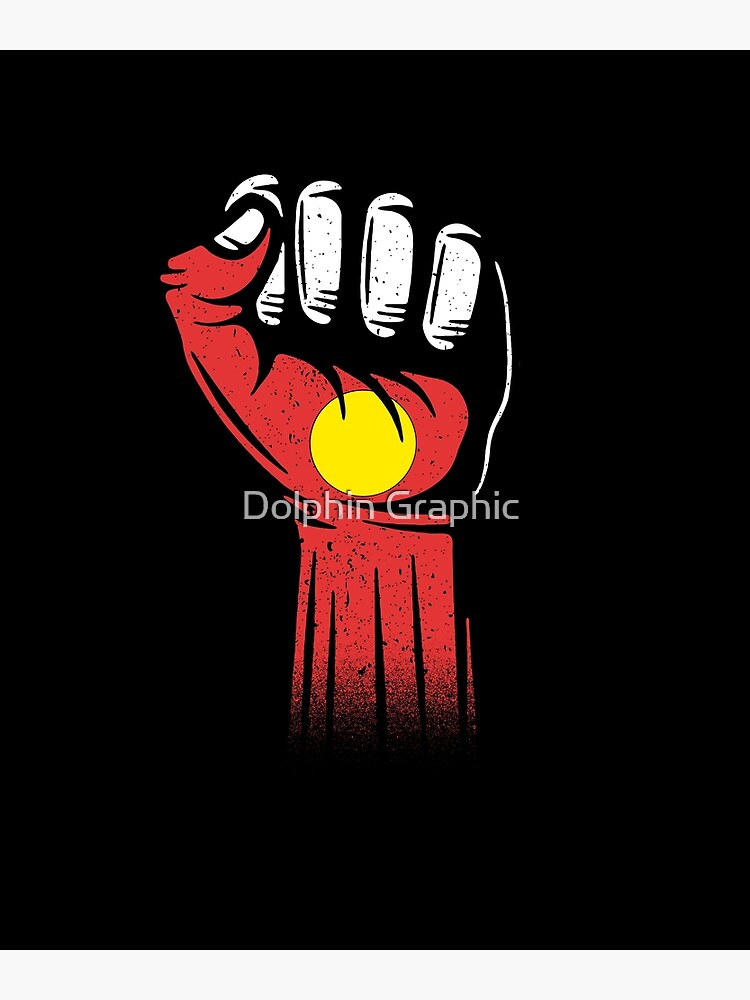 "Australian Aboriginal Native Flag Hand up Red Yellow Land Rights and ...