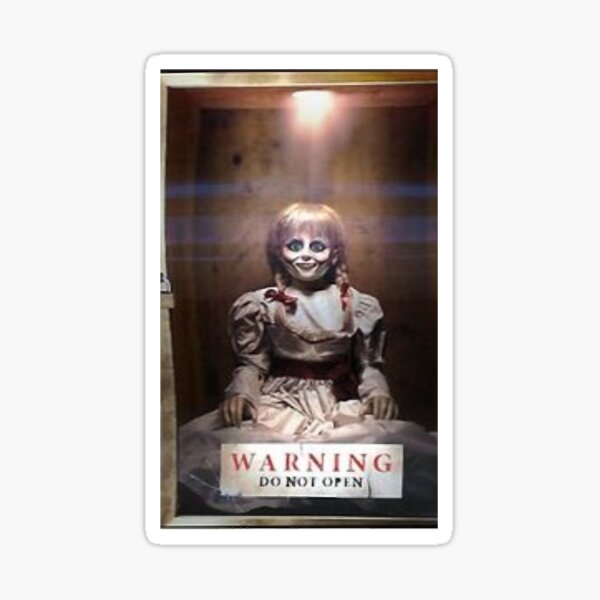 "Do't open cabinet - annabelle horror doll graphic" Sticker for Sale by ...