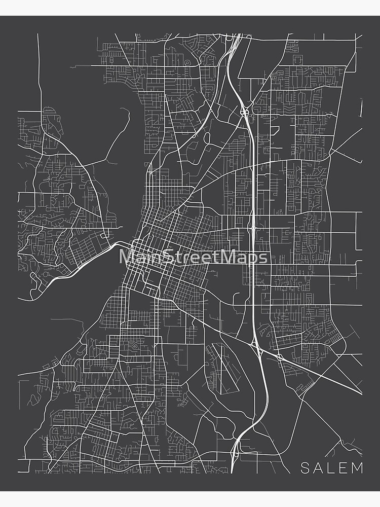 "Salem Map, USA - Gray" Art Print by MainStreetMaps | Redbubble