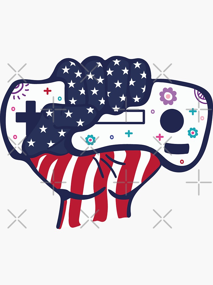 "American Flag Hand Holding Video Game Controller" Sticker for Sale by ...