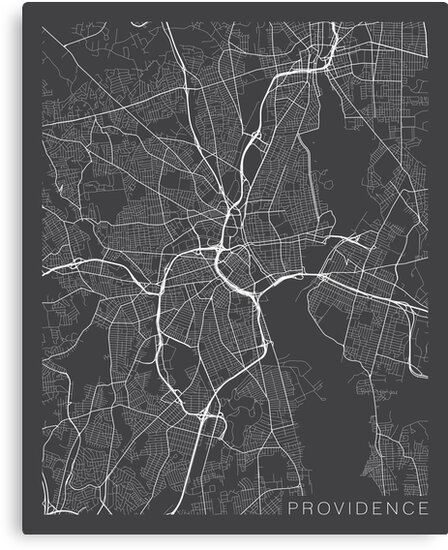 "Providence Map, USA - Gray" Canvas Print by MainStreetMaps | Redbubble