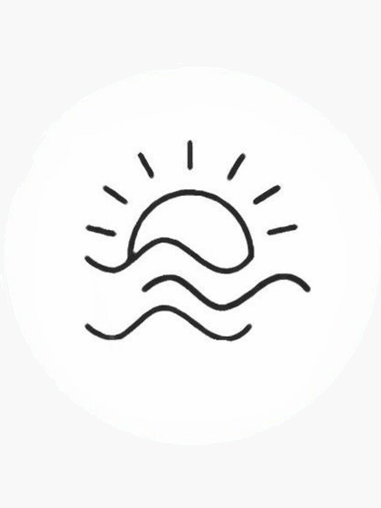 "Sun and Waves Doodle Beach VSCO Aesthetic| Perfect Gift" Sticker for ...