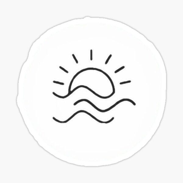 "Sun and Waves Doodle Beach VSCO Aesthetic| Perfect Gift" Sticker for ...