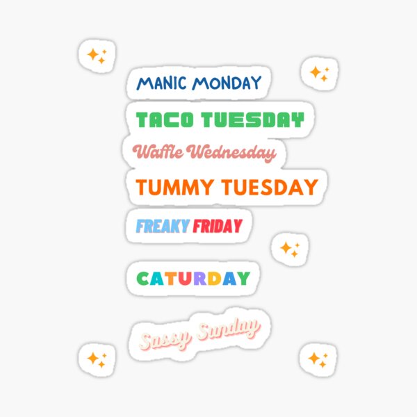 "unisex colorful random days of the week design " Sticker for Sale by ...