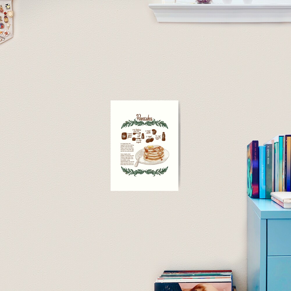 "Illustrated Pancake Recipe" Poster for Sale by emeraldlane | Redbubble