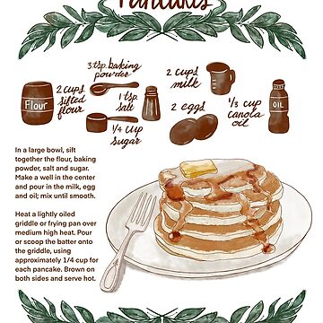 "Illustrated Pancake Recipe" Poster for Sale by emeraldlane | Redbubble