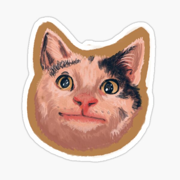 "Polite Cat Hand-drawn Kawaii Cute Pink White Black Aesthetic" Sticker ...