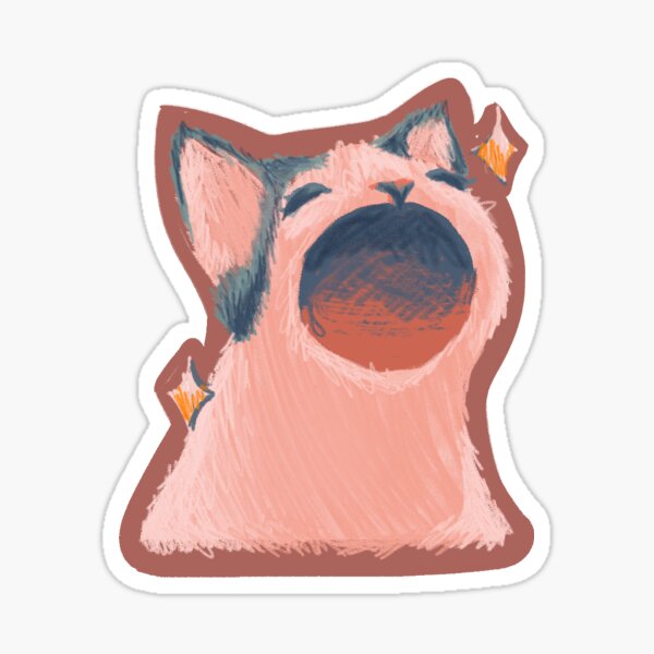 "Pop Cat sticker peach pink very cute cool cat yawn yawning" Sticker ...