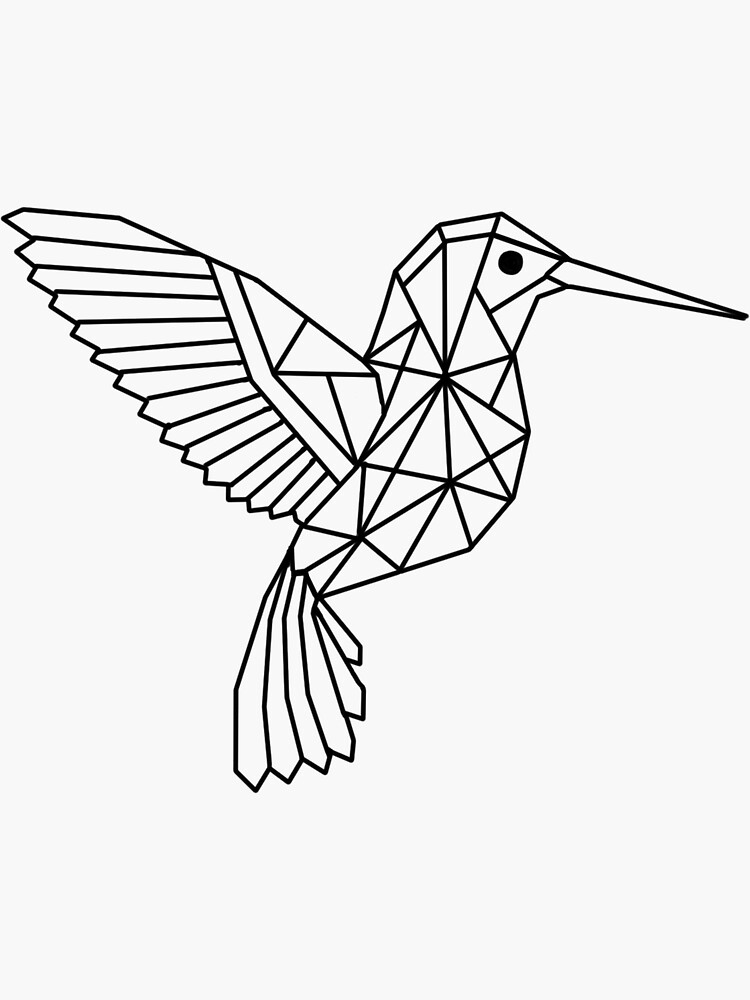 "Drawing of a geometric hummingbird" Sticker for Sale by PlanetaCurioso ...