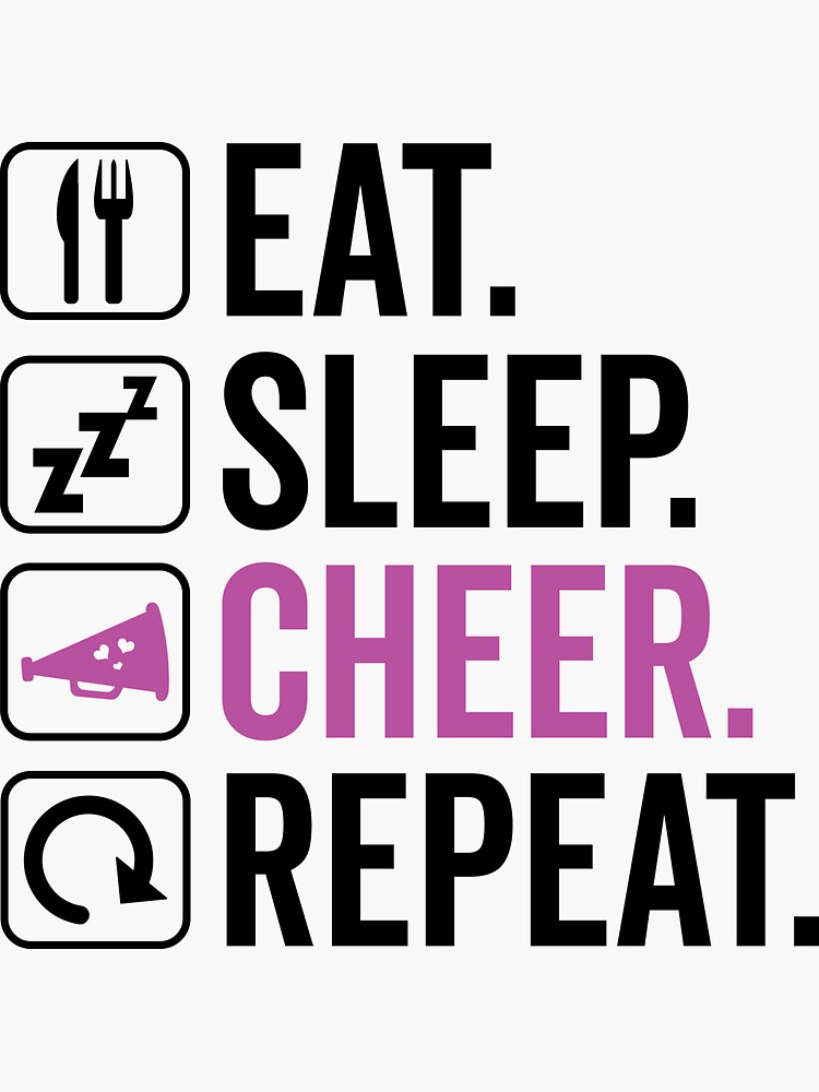 "Cheerleader Eat Sleep Cheer Repeat Love Cheerleading" Sticker by ...