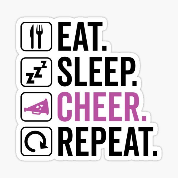 "Cheerleader Eat Sleep Cheer Repeat Love Cheerleading" Sticker by ...