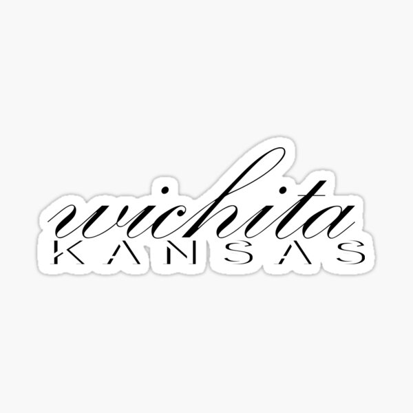 "Wichita Kansas black and white print" Sticker for Sale by robinbrad ...