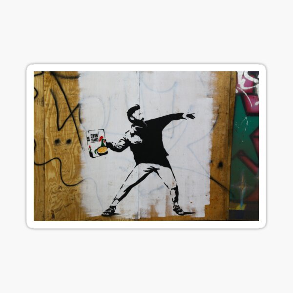 "Banksy Flower Thrower" Sticker for Sale by Woolofsky | Redbubble