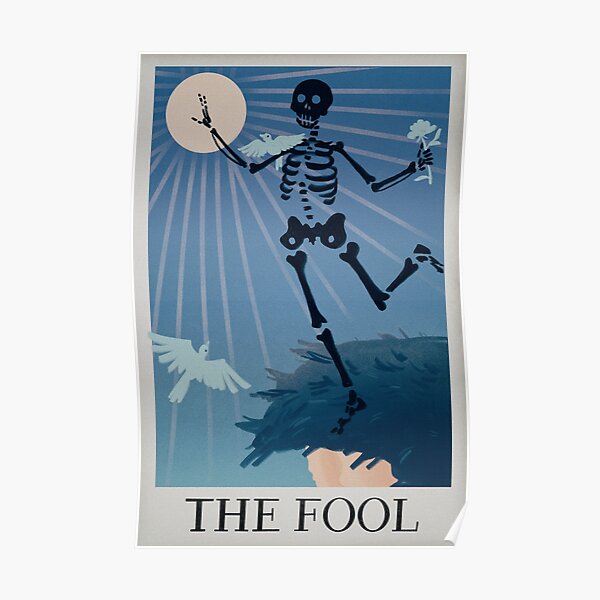 "tarot card fool with skeleton " Poster for Sale by Limory | Redbubble