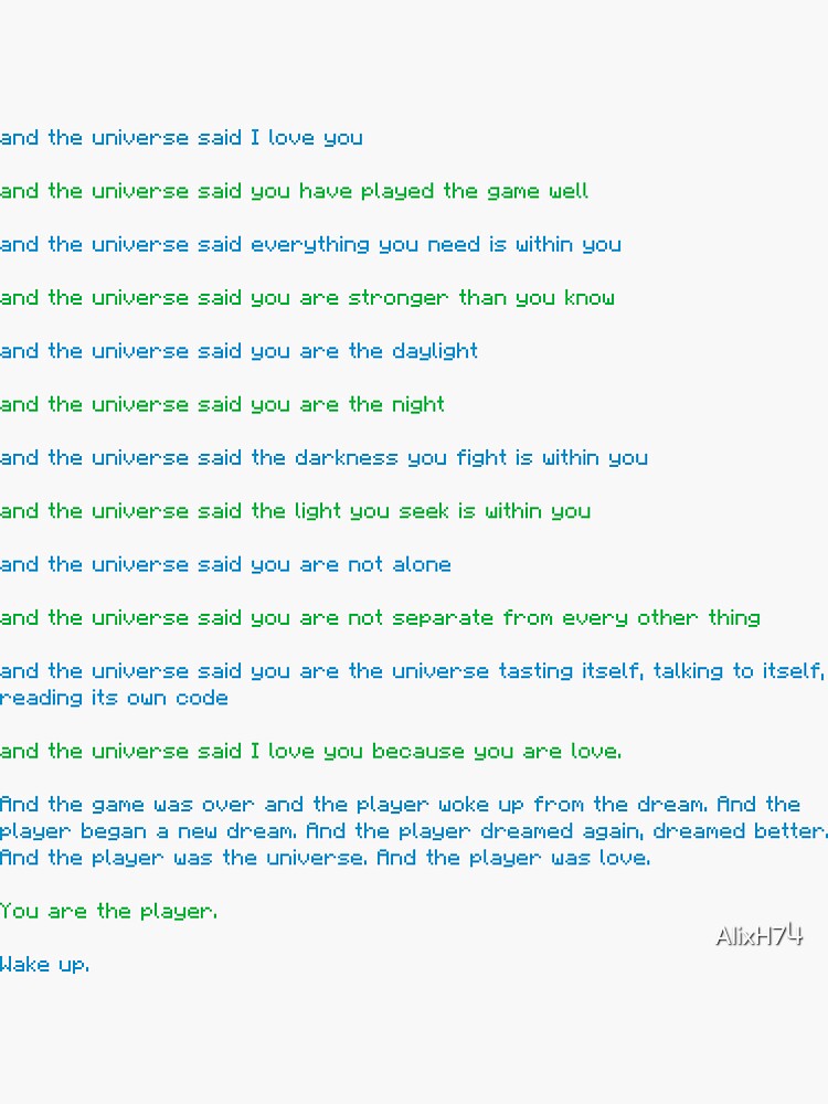 "Minecraft end poem" Sticker for Sale by AlixH74 | Redbubble