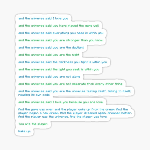 "Minecraft end poem" Sticker for Sale by AlixH74 | Redbubble