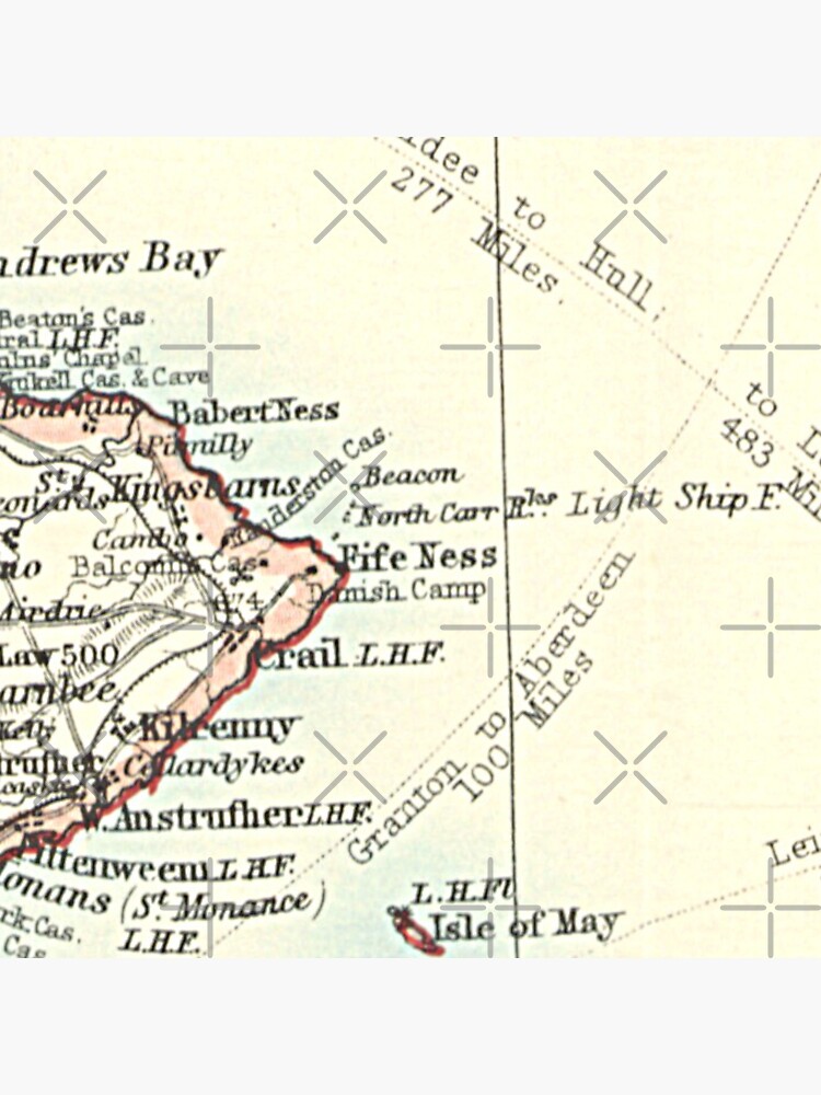 "FIFE NESS & surrounding area map 1899" Sticker for Sale by ...