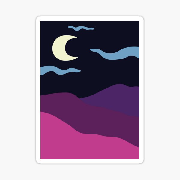 "Moonlight Landscape" Sticker for Sale by Clarapra | Redbubble