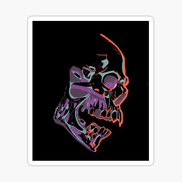 "Neon Half Skull" Sticker for Sale by lobokropp16 | Redbubble