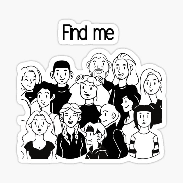 " Find me sticker" Sticker for Sale by Amrita4 | Redbubble