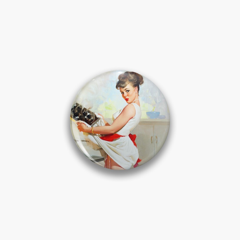 "1950s Vintage Pin-up Girl Kitchen Cooking High Heels Illustration Art ...