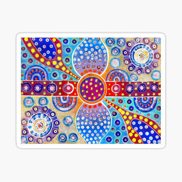 "Flowers australian aboriginal art " Sticker for Sale by annova | Redbubble