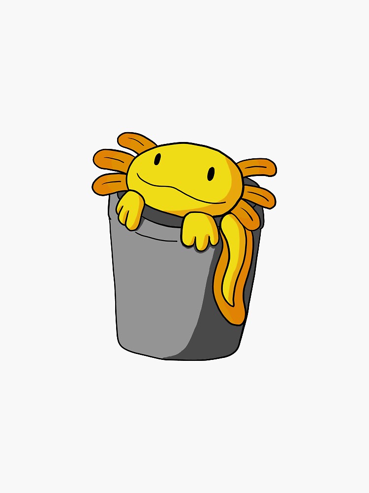 "Axolotl Bucket (Yellow)" Sticker by The-Ars0nist | Redbubble