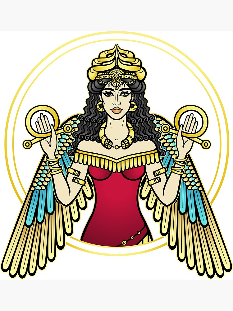 "Cartoon color drawing: beautiful woman in a horned crown, a character ...