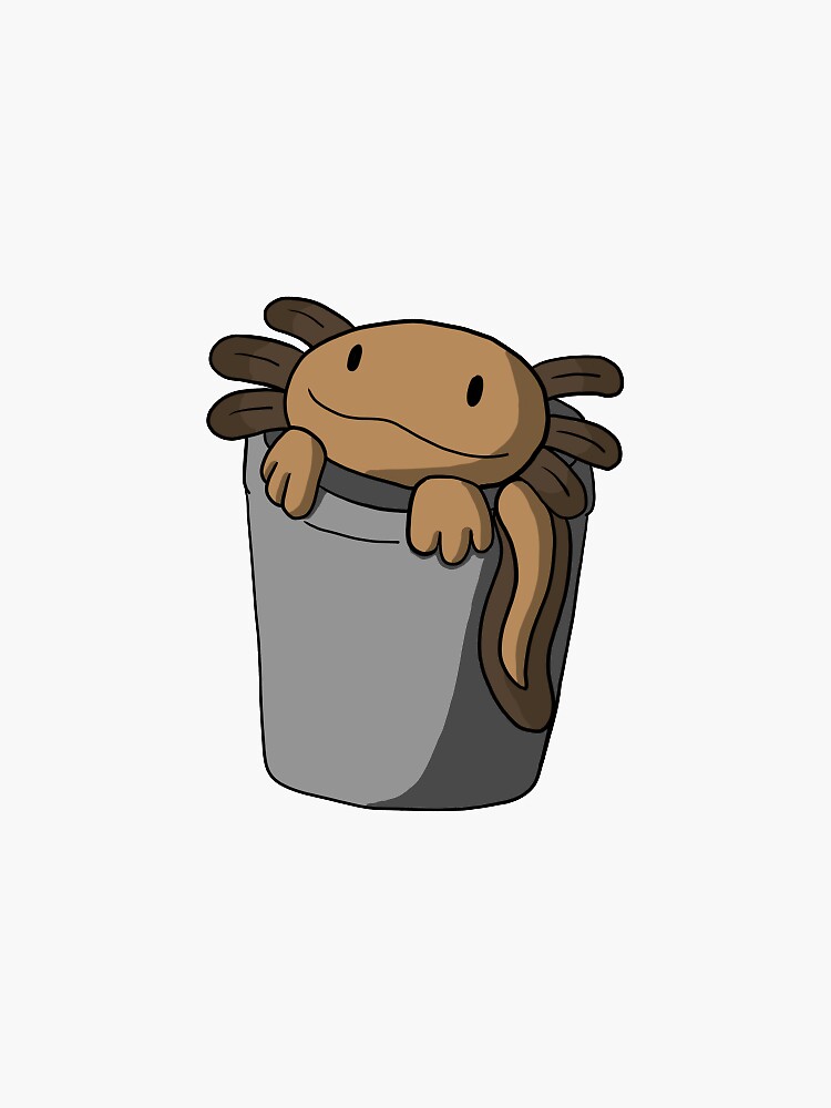 "Axolotl Bucket (Brown)" Sticker for Sale by The-Ars0nist | Redbubble