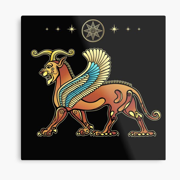 "Animation drawing: sphinx horned lion with wings, character in ...