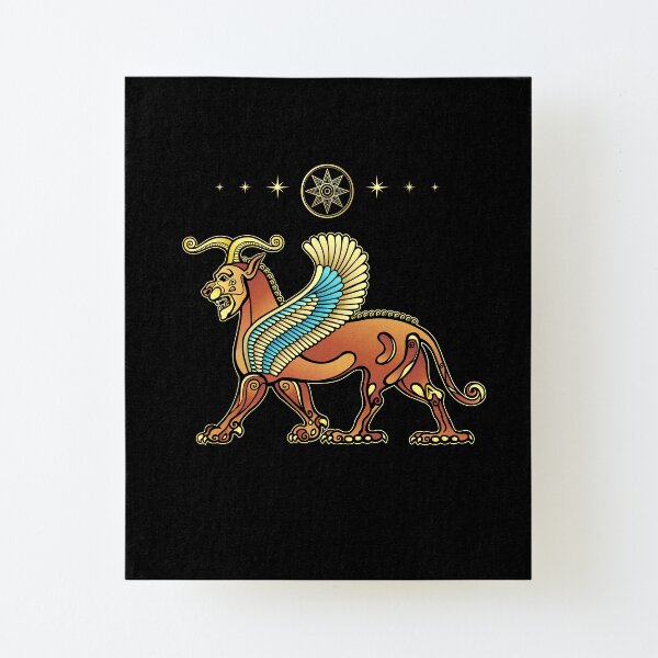 "Animation drawing: sphinx horned lion with wings, character in ...