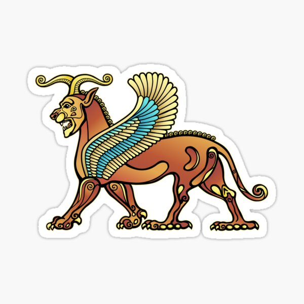 "Animation drawing: sphinx horned lion with wings, character in ...