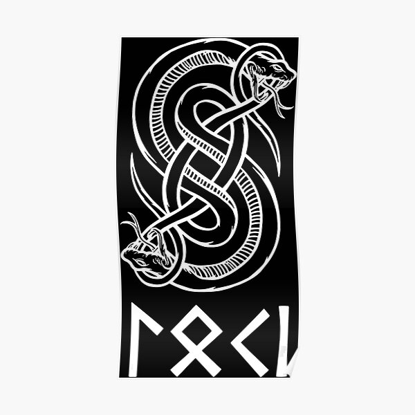 "Loki Name in Norse Runes & Snake Symbol " Poster for Sale by ...