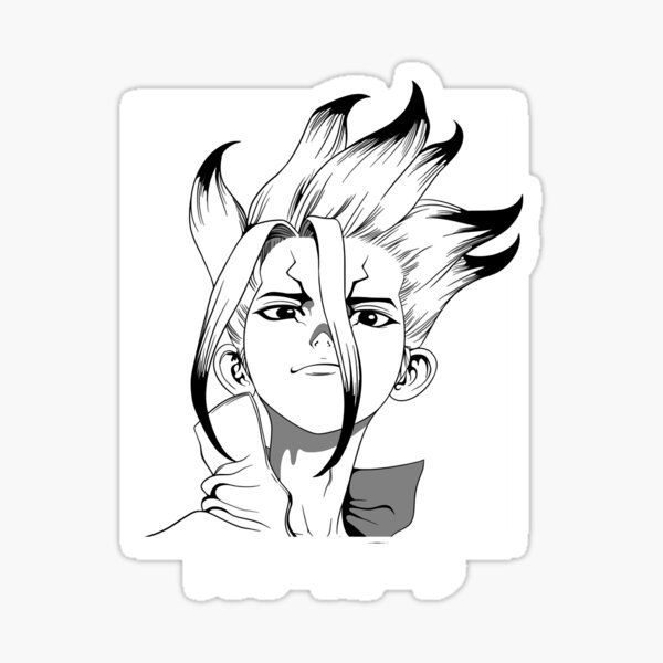 "Stone anime fan art" Sticker by BlufordWilma | Redbubble