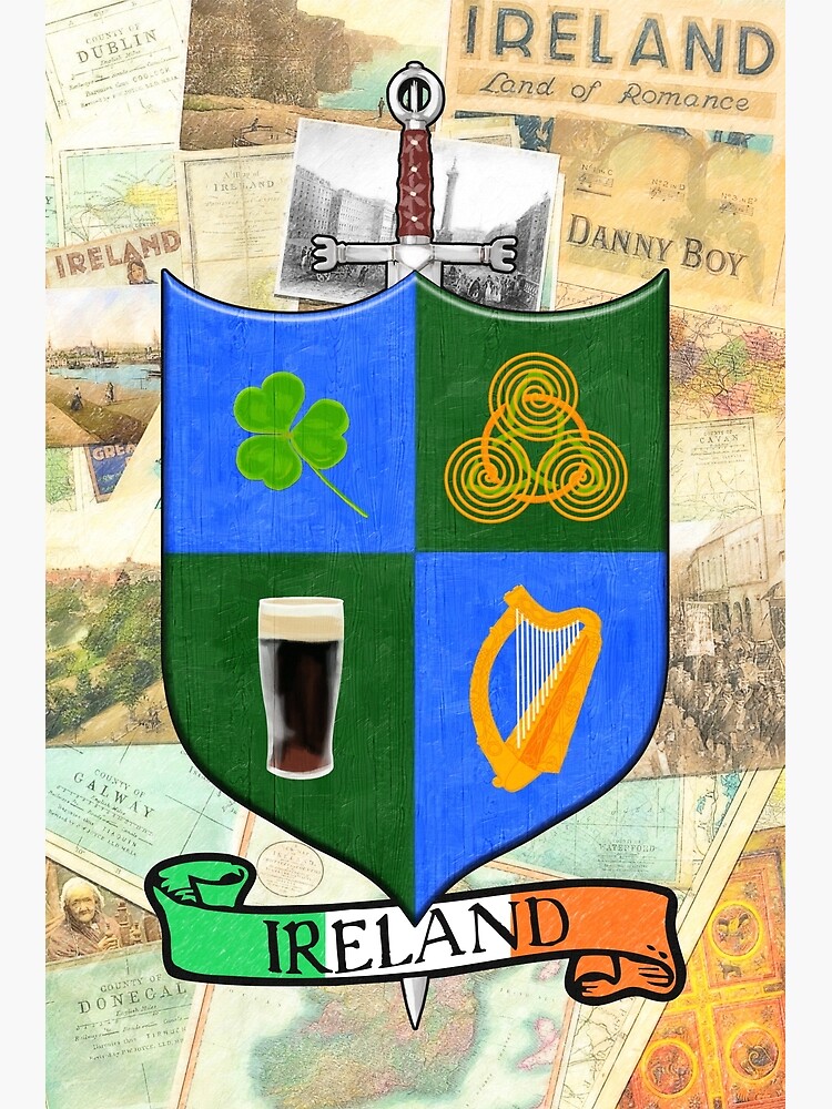 "Coat Of Arms - Ireland - Shield and Sword" Art Print for Sale by ...