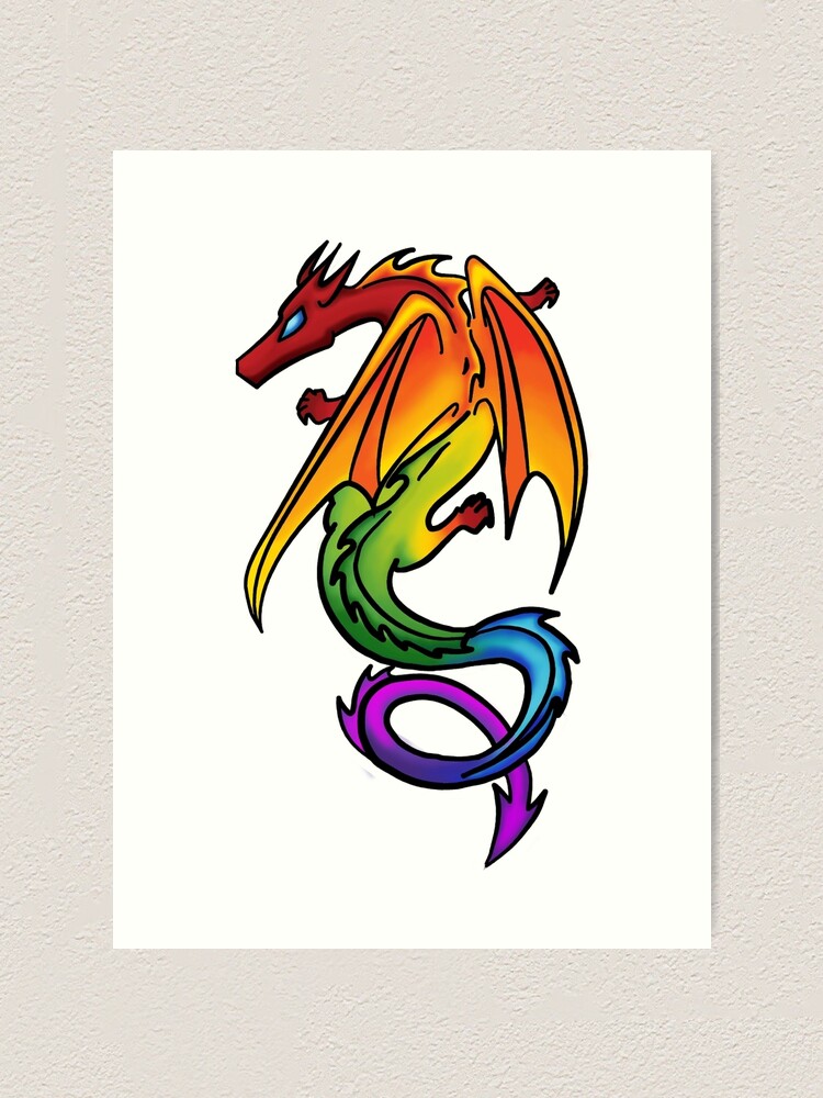 "Rainbow LGBT Pride Dragon" Art Print for Sale by MythicalPride | Redbubble