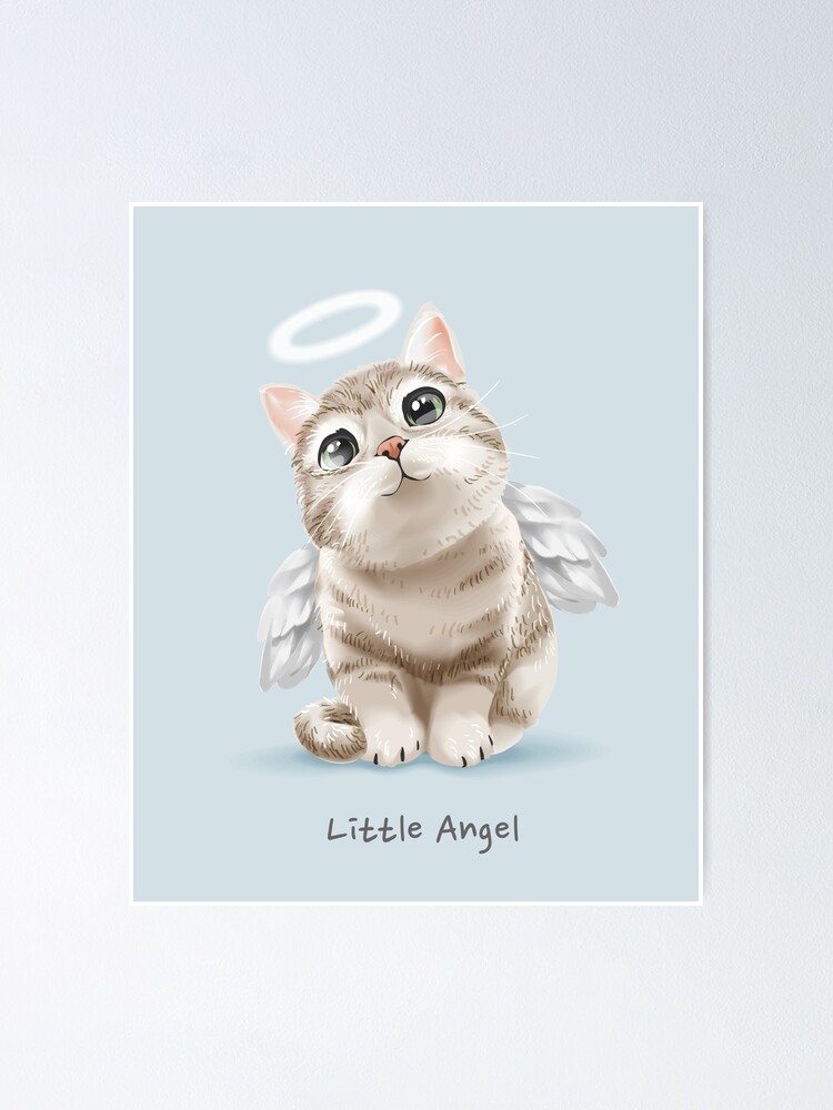 Póster «Lema de angelito con ilustración de lindo gato ángel» de ...