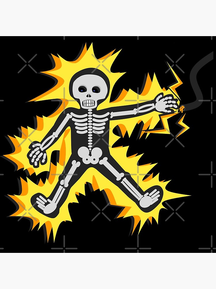 "Electrocuted human skeleton cartoon" Pillow for Sale by Mima40 | Redbubble