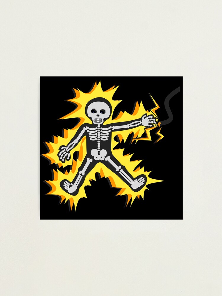 "Electrocuted human skeleton cartoon" Photographic Print for Sale by ...