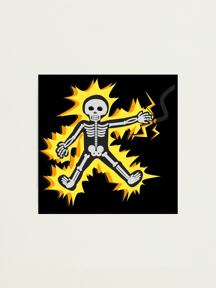"Electrocuted human skeleton cartoon" Photographic Print by Mima40 ...